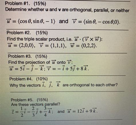 Solved Problem Determine Whether U And V Are Chegg