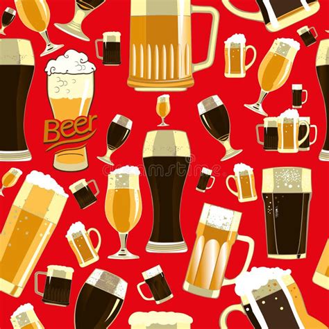 Beer Glasses Seamless Pattern Stock Vector Illustration Of Brewery