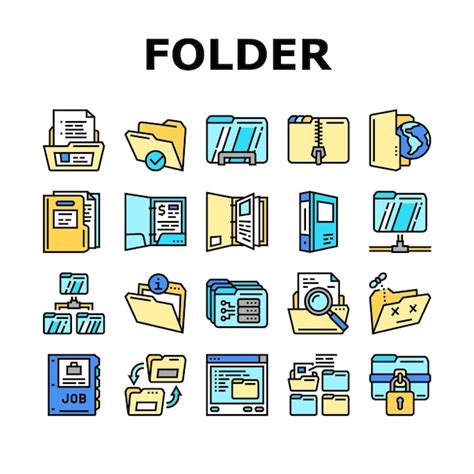 Premium Vector Folder Paper Business File Empty Icons Set Vector