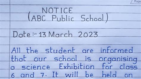 Notice Writing Format Icse