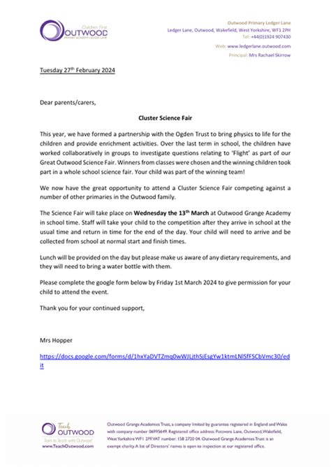 Cluster Science Fair Outwood Primary Academy Ledger Lane