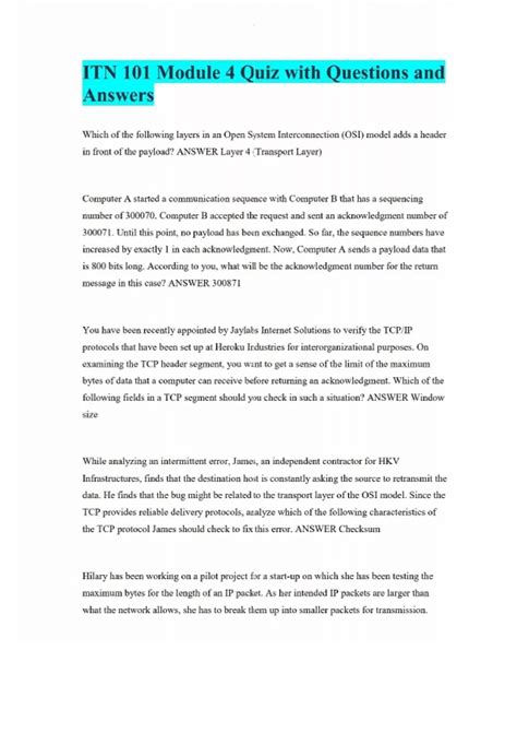 Itn 101 Module 4 Quiz With Questions And Answers Itn 101 Stuvia Us