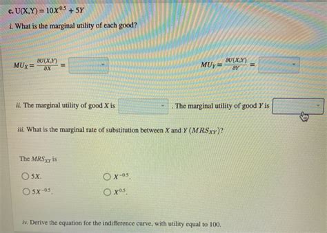 Solved Consider Each Of The Following Utility Functions A