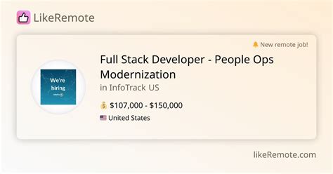 📩 Full Stack Developer People Ops Modernization At 🏢 Infotrack Us Salary 💰107000