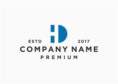편지 Dh 로고 디자인 벡터 일러스트 템플릿 프리미엄 벡터