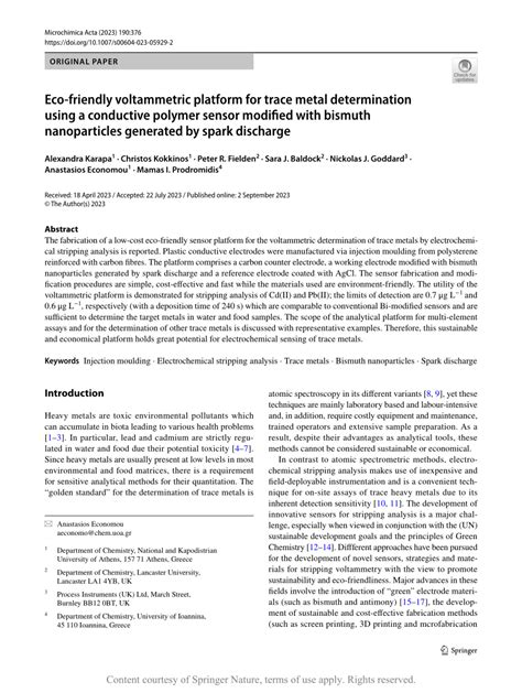 Pdf Eco Friendly Voltammetric Platform For Trace Metal Determination Using A Conductive