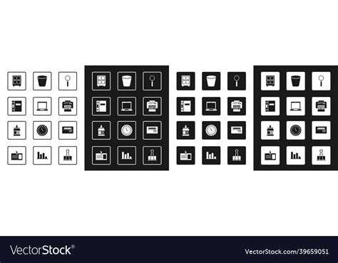 Set Magnifying Glass Laptop Office Folders Vector Image