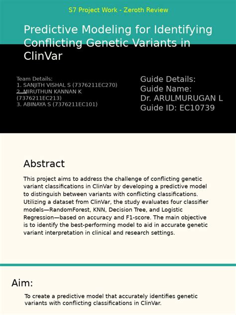 Zeroth Review Predictive Modeling For Identifying Conflicting Genetic Variants In Clinvar Pdf