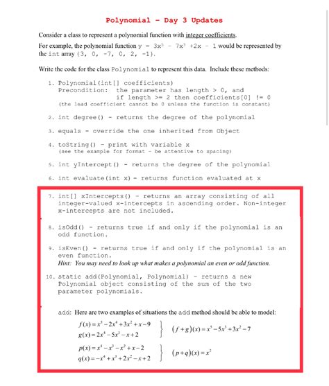 Solved Polynomial Day Updates Consider A Class To Chegg