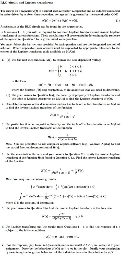 texts rlc circuit and laplace transforms the charge on a capacitor qt