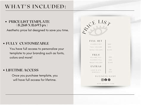 Price List Template Editable Price Sheet Pricing List Etsy