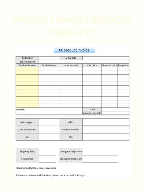 Product Invoice Invoices Products Excel Template And Google Sheets File For Free Download ...