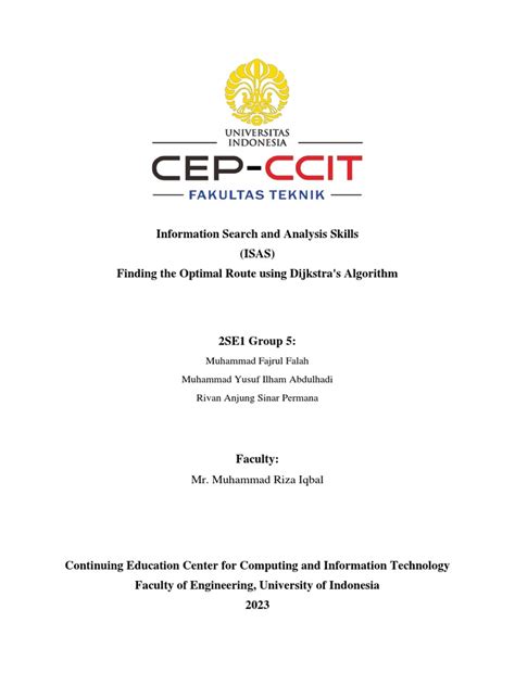 Isas Dijkstras Algorithm 2se1 Group 5 Pdf Vertex Graph Theory