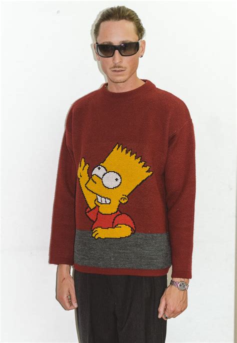 Vintage Rare Y2k Bart Simpson Oversize Cartoon Graphic Sweater Grailed