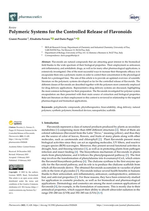 Pdf Polymeric Systems For The Controlled Release Of Flavonoids