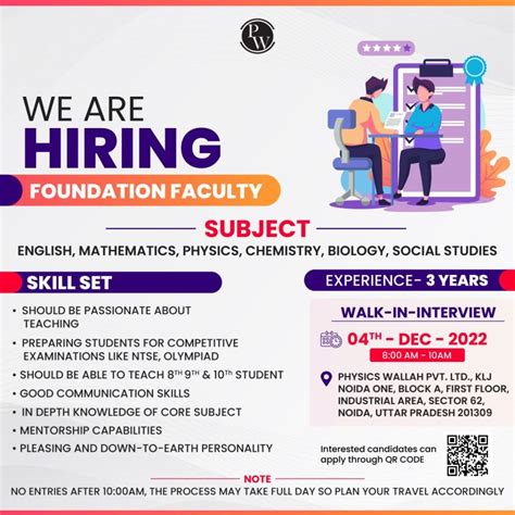 Pw Announces The Foundation Faculty Recruitment Drive For Its