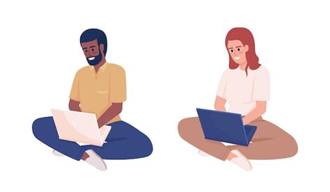 premium vector developer occupation semi flat color vector character set