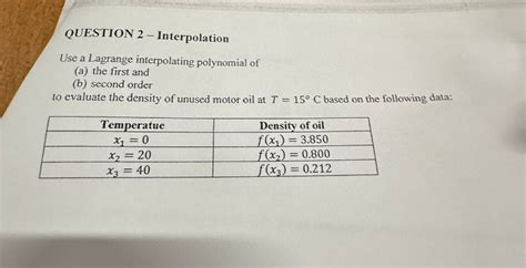 Solved Question 2 ﻿interpolationuse A Lagrange