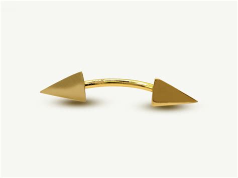 14k Gold Spike Pyramid Curved Barbell Piercing Eyebrow Piercing Cart