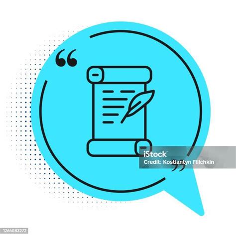 검은 줄 법령 종이 양피지 흰색 배경에 격리 된 스크롤 아이콘 아이콘 파란색 음성 버블 기호입니다 벡터 검은색에 대한 스톡 벡터 아트 및 기타 이미지 Istock