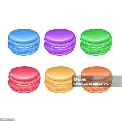 맛있는 다채로운 프랑스 마카롱의 일러스트 레이 션 밝은 배경 벡터 형식에 현실적인 마카롱 귀여운에 대한 스톡 벡터 아트 및 기타 이미지 귀여운 녹차 다양 Istock