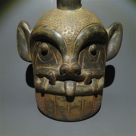 Chavín Perú Terracota Figura Jaguar Huaco 27 Cm H Muy Fino Con