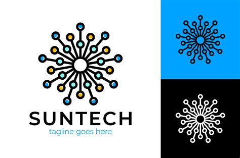 Sun Tech Logo Simple Elegant Circle Technology Ornament Logo For