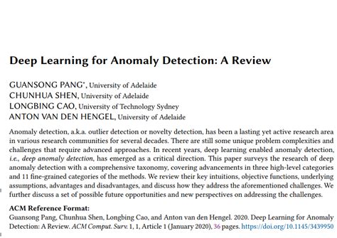 📖논문 리뷰 Deep Learning For Anomaly Detection A Review 2020