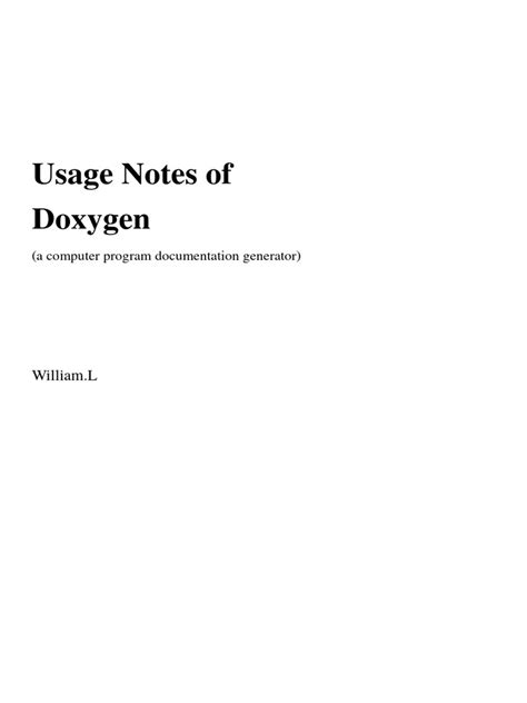 Usage Notes Of Doxygen Pdf Computer File Computing