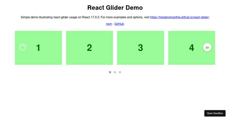 react glider demo forked codesandbox