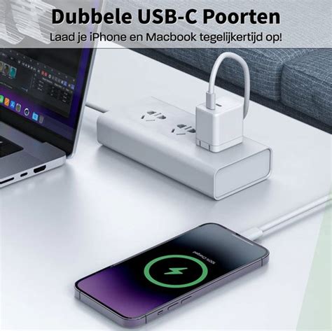 35W Snellader Met 2 USB C Poorten 2x IPhone Snellaadkabel 2 Meter Bol Com