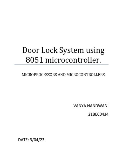 door lock system using 8051 microcontroller pdf access control