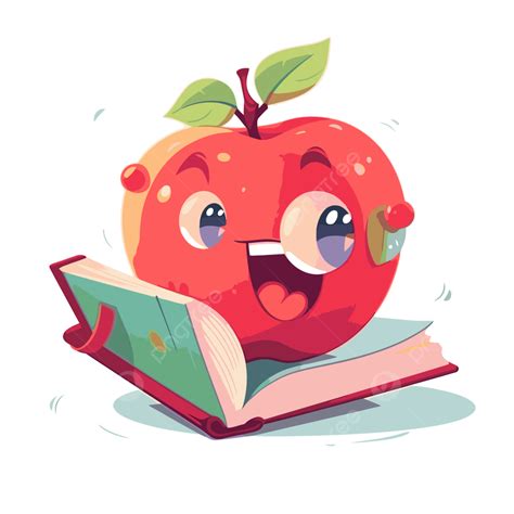 사과와 책 벡터 스티커 클립 아트 사과 읽고 행복 만화 예술 Ipython 코딩 상표 클립 아트 Png 일러스트 및 벡터 에 대한 무료 다운로드 Pngtree