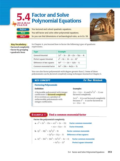 Factor And Solve Polynomial Equations Before Now Why Pdf