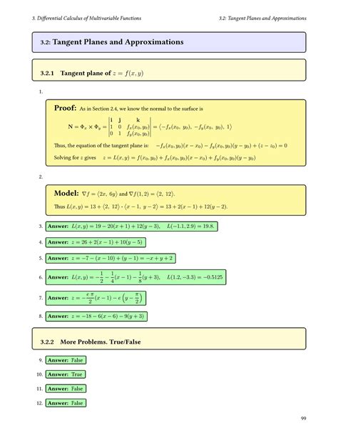 03 02 Approximations Answers Differential Calculus Of Multivariable Functions 3 Tangent