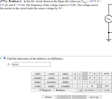 SOLVED 195 Î¼F and R 9 9 Î The frequency of the voltage source is 59 Hz The voltage