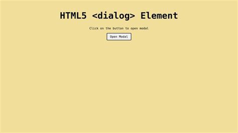 Html5 Native Dialog Element Modal Popup