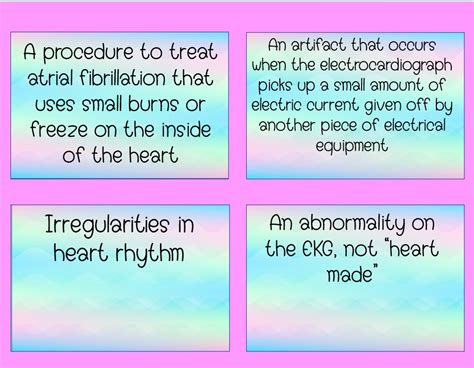 Electrocardiography Key Terms Matching Cards Cardiovascular System