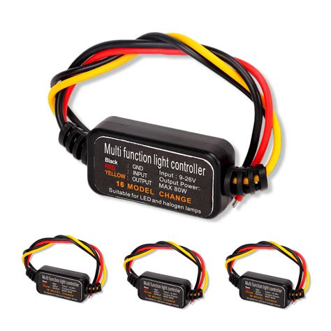 4pcs LED Flash Strobe Controller 80W Universal DC926V 16 Strobe Modes Brake Light Flasher