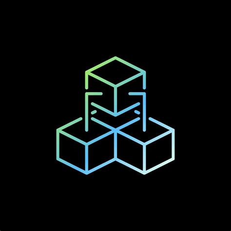 Three Connected Blocks Blockchain Linear Vector Concept Colored Icon 13703194 Vector Art At