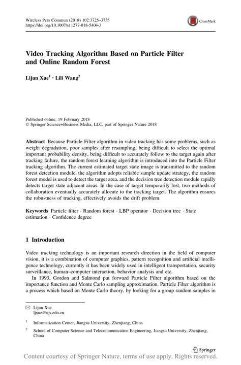 Video Tracking Algorithm Based On Particle Filter And Online Random Forest
