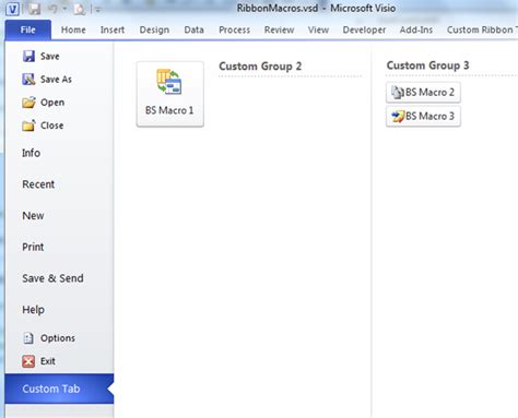 How To Run Vba Macros From A Ribbon Button In Visio 2010 Bvisual