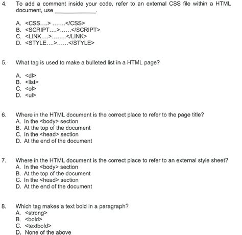 Solved A HTML Page Should Start By A B C D Chegg