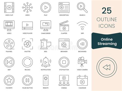 Set Of Online Streaming Icons Thin Outline Icons Pack Stock Vector Illustration Of Movie