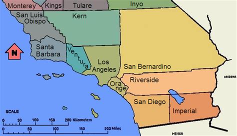 Political Map Of Southern California Southern California Counties Map