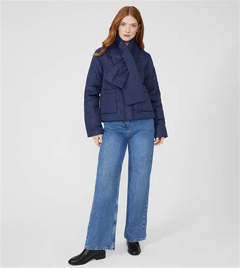 Buy Maine Patch Pocket Quilted Padded Jacket With Removable Scarf In