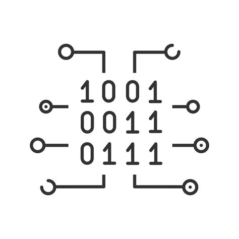 Binary Code Linear Icon Thin Line Illustration Digital Data Computing Contour Symbol Vector