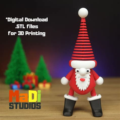 3d Printer Stl File For 3d Printing Happy Print In Place Flexi Santa