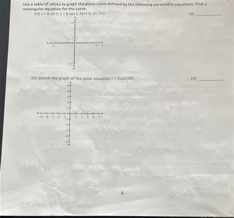 Solved Use A Table Of Values To Graph The Plane Curve
