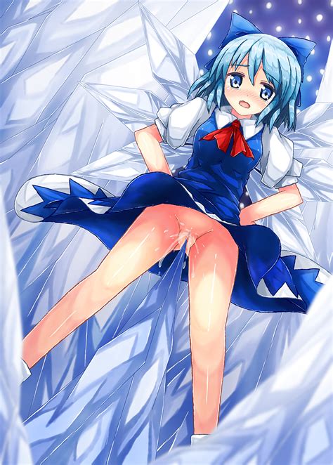 Rule 34 90i Blue Eyes Blue Hair Blush Bow Cirno Dress Female From